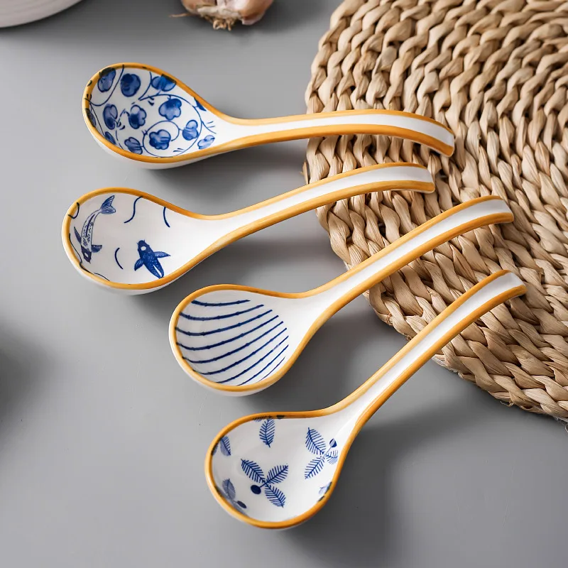 Japanese-style-Ceramic-Home-Soup-Spoons-Ceramic-Spoon-Long-handled ...