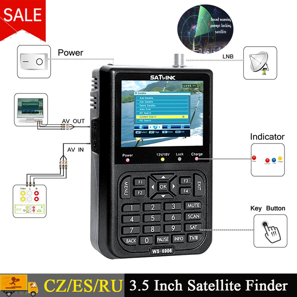 SATLINK-WS6906-3-5in-Portable-LCD-High-Clarity-satellite-finder-Display ...