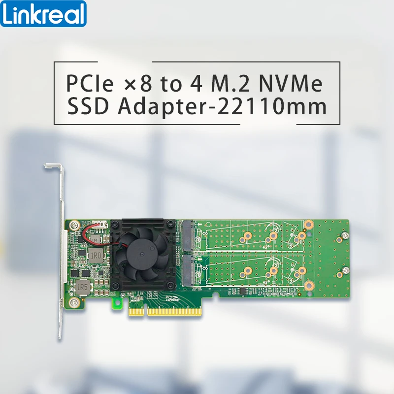 PCIe 3.0 x8 to 4x M.2 NVMe SSD Adapter Card with PLX8747 and Low ...