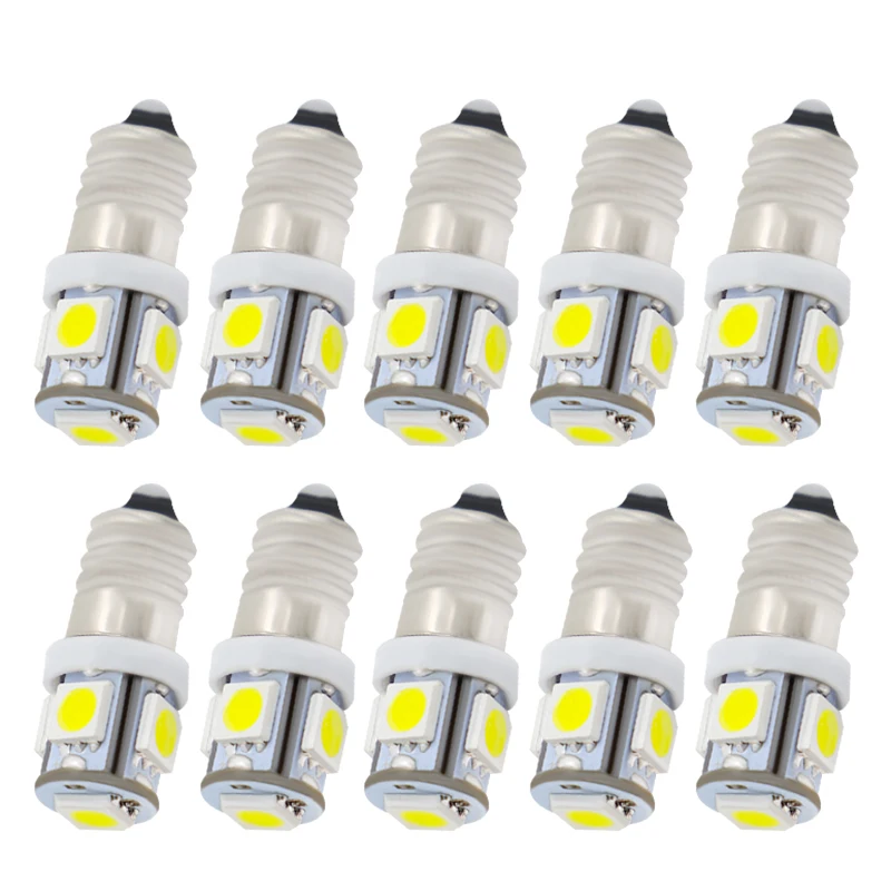 10piece AC E10 3v 6v 9v 12V 24V 5SMD 5050 LED flashlight torch bulbs ...