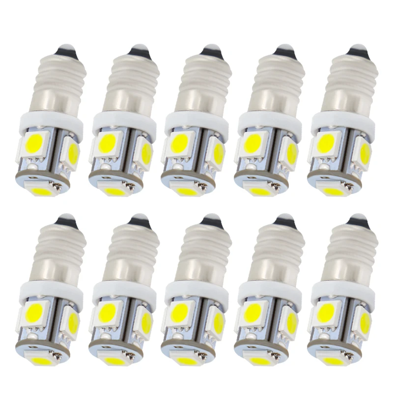 10piece Ac E10 3v 6v 9v 12v 24v 5smd 5050 Led Flashlight Torch Bulbs ...
