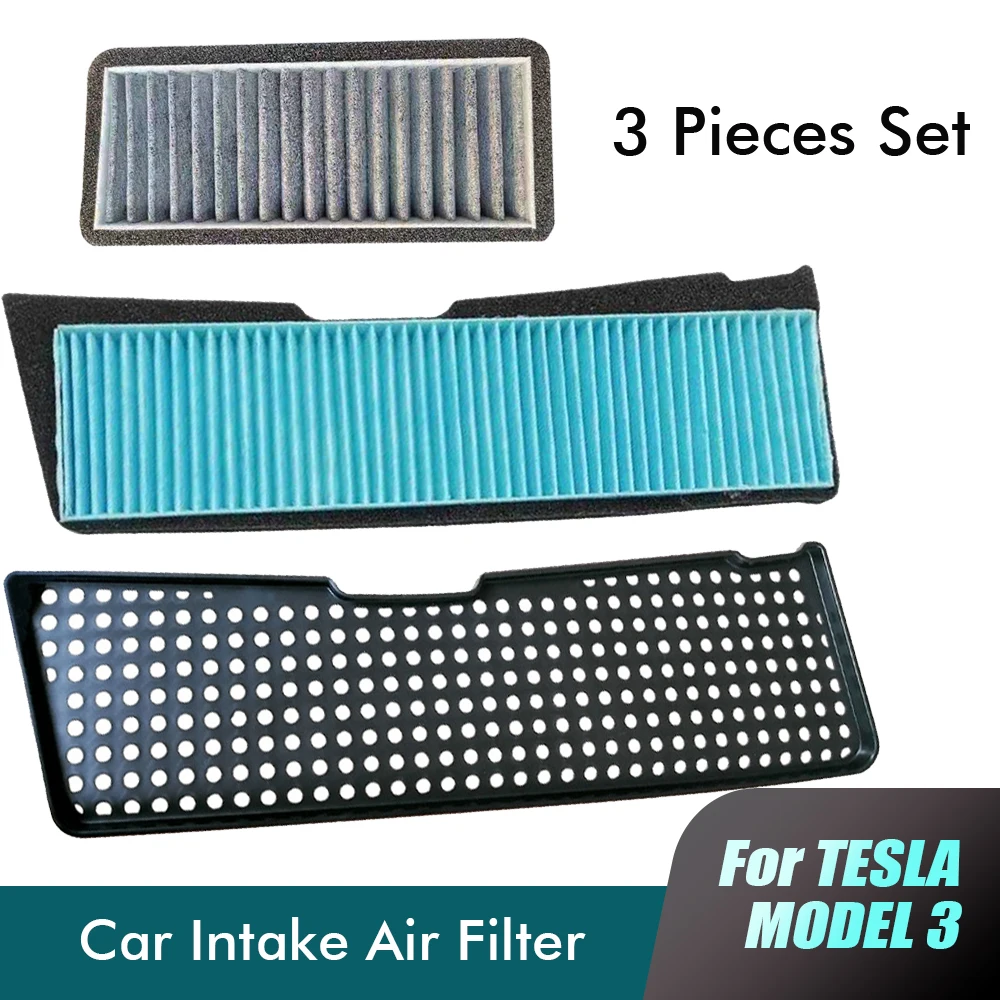 3 Pieces Car Air Intake Filter For Tesla Model 3 2021 2022 Air Flow ...