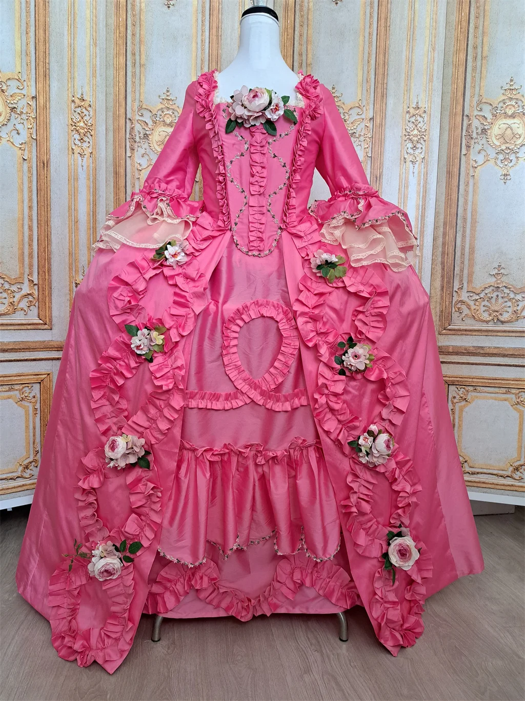 Pink-Rococo-Ball-Gown-Dress-1770s-Europ-Women-Fancy-Dress-Gown-French ...