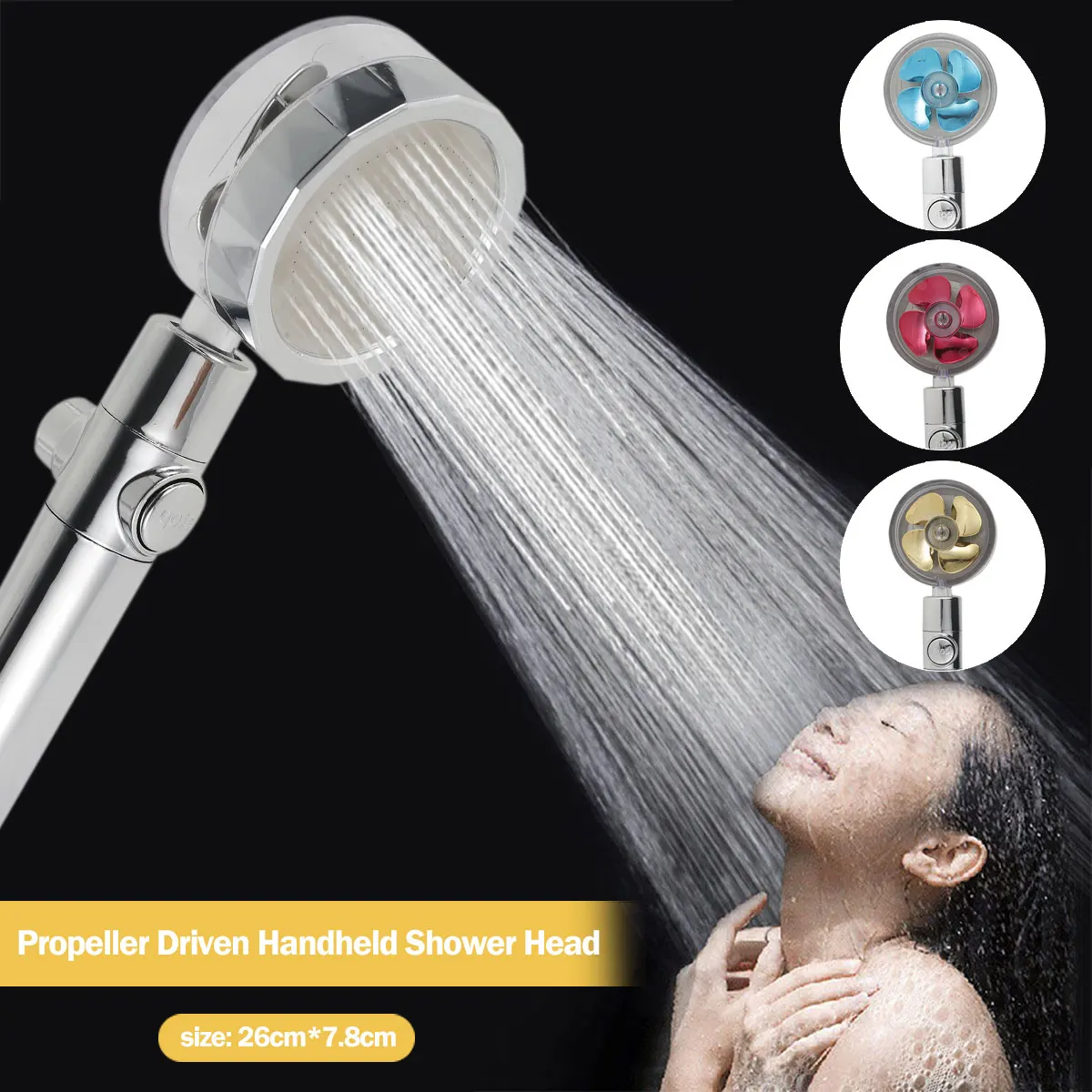2021 Shower Head Water Saving Flow 360 Degrees Rotating With Small Fan