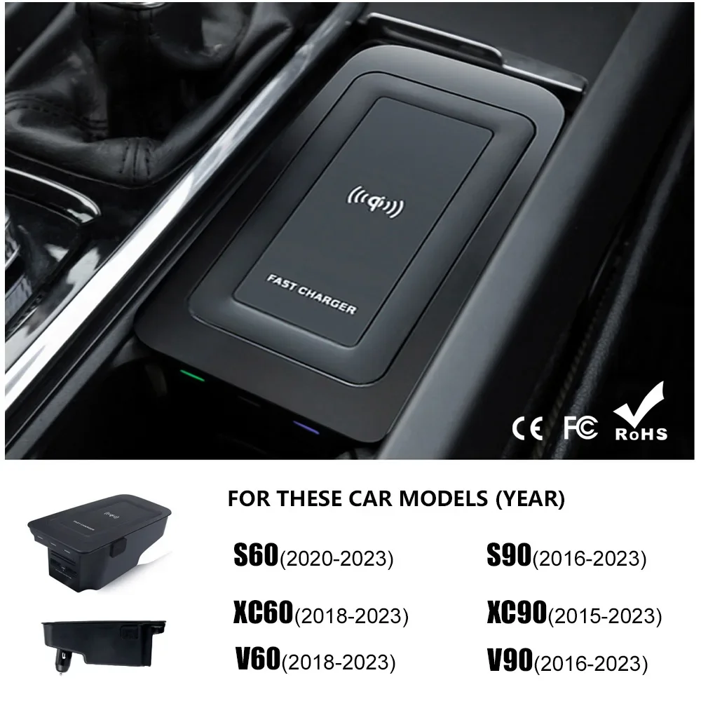 Car-Smart-Wireless-Charger-Kits-for-Volvo-S60-2023-S90-2022-XC60-2021 ...