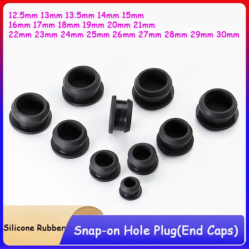 1-5-10-20Pcs-Black-Silicone-Rubber-Snap-on-Hole-Plug-Blanking-End-Caps ...