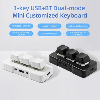 MK321BT 3-key Mini Customized Keyboard with Mechanical Blue Switch USB ...