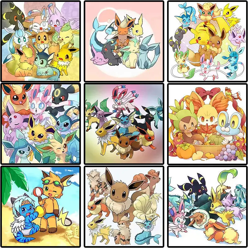 Pokemon Pikachu Eevee Diamond Painting Diy Homemade Cartoon Cute 5d ...