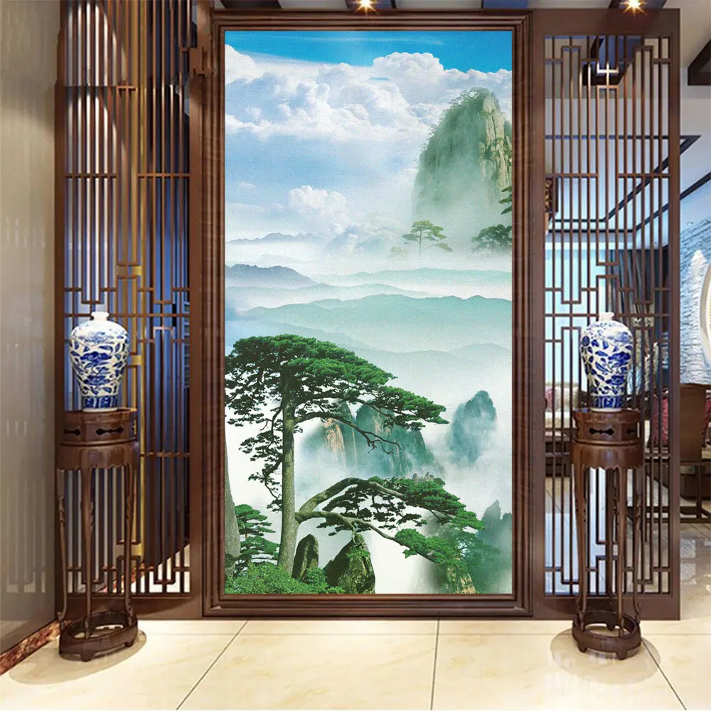 Mountain-View-Pattern-Privacy-Glass-Window-Film-Frosted-Anti-UV-Glass ...