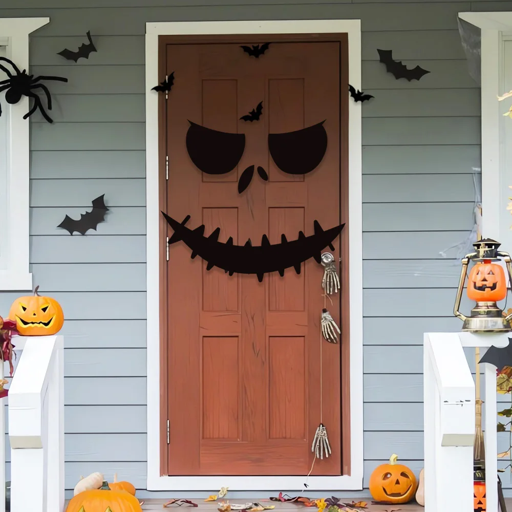 Black Halloween Decoration Skeleton Hand Pumpkin Door Sticker Ghost ...