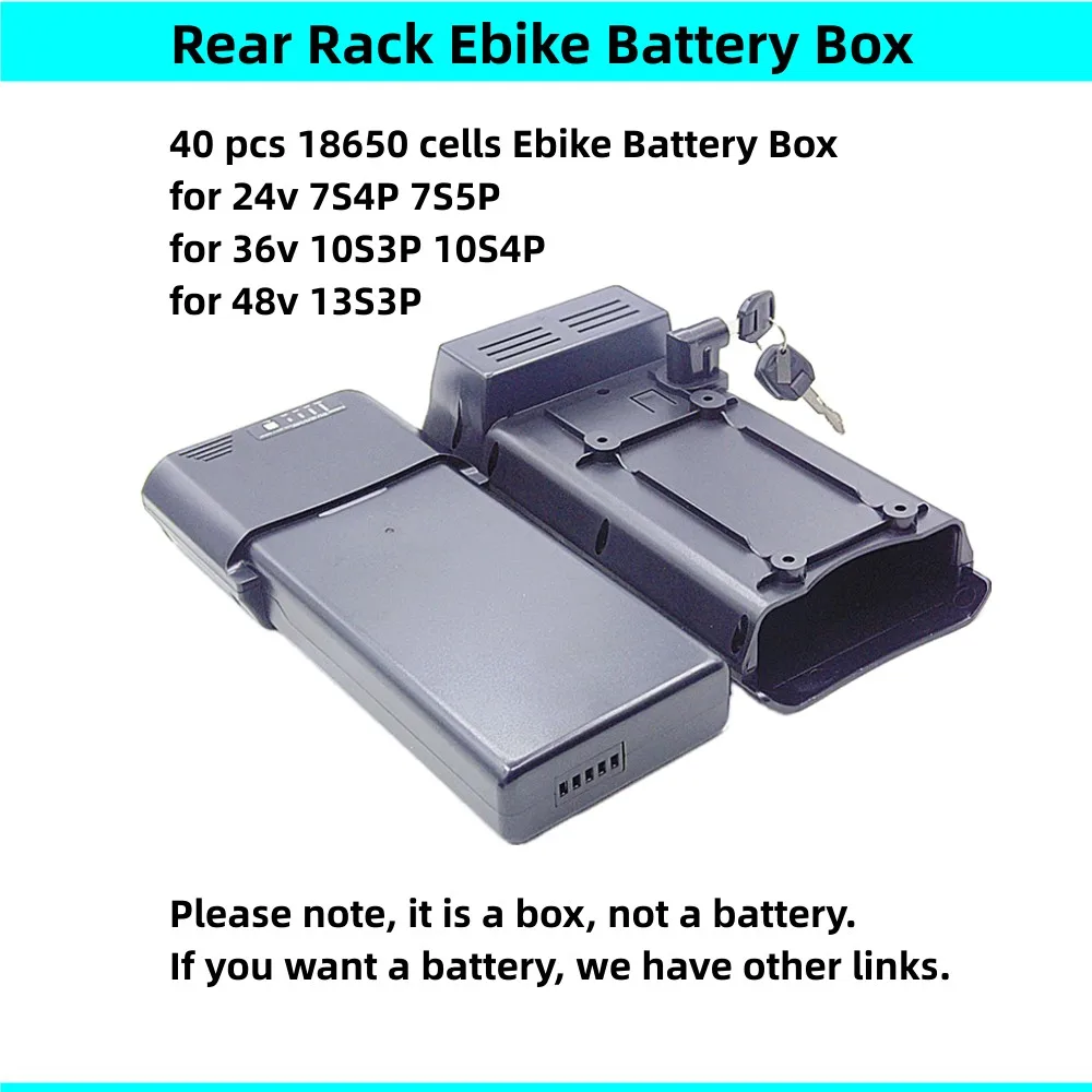 Rear Rack Carrier City Bike Ebike Battery Box 24v 36v 48V 40 pcs 18650 ...