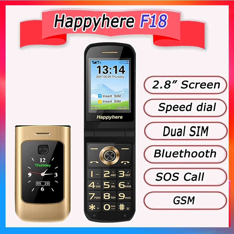 Happyhere F18 unlocked Flip Mobile Phones dual screen Speed dial ...