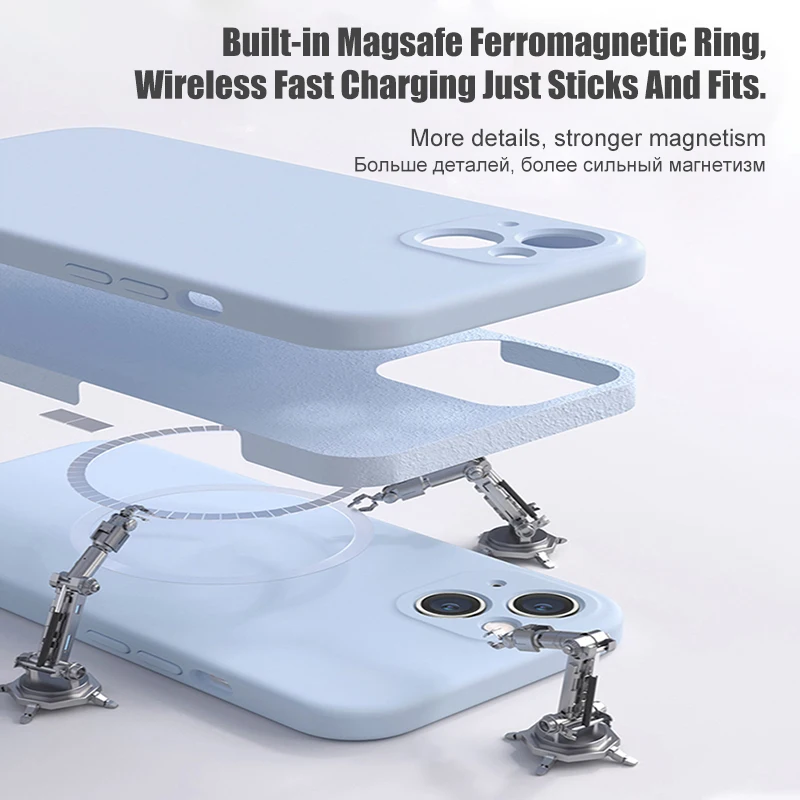 Magsafe Magnetic Liquid Silicone Wireless Charging Phone Case for ...