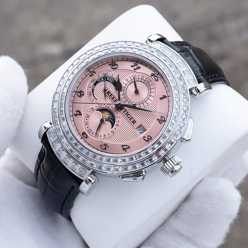 Reef Tiger Men Automatic Watch 43mm Mechanical Wristwatch Waterproof ...