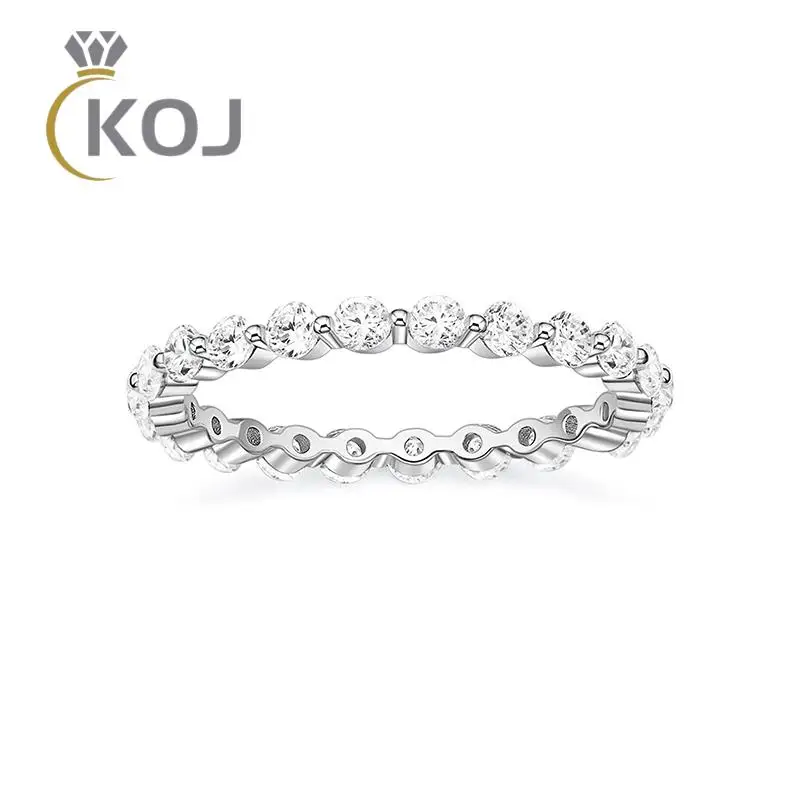 KOJ-925-Sterling-Silver-Wedding-Rings-For-Women-Sparkling-Clear-Cubic-Zirconia-Eternal-Stackable ...