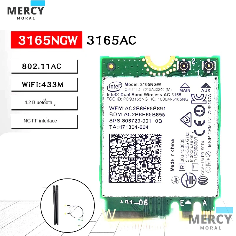 For-Intel-Wireless-AC-3165-3165AC-3165NGW-WIFI-Bluetooth-4-0-2-4G-5Ghz ...