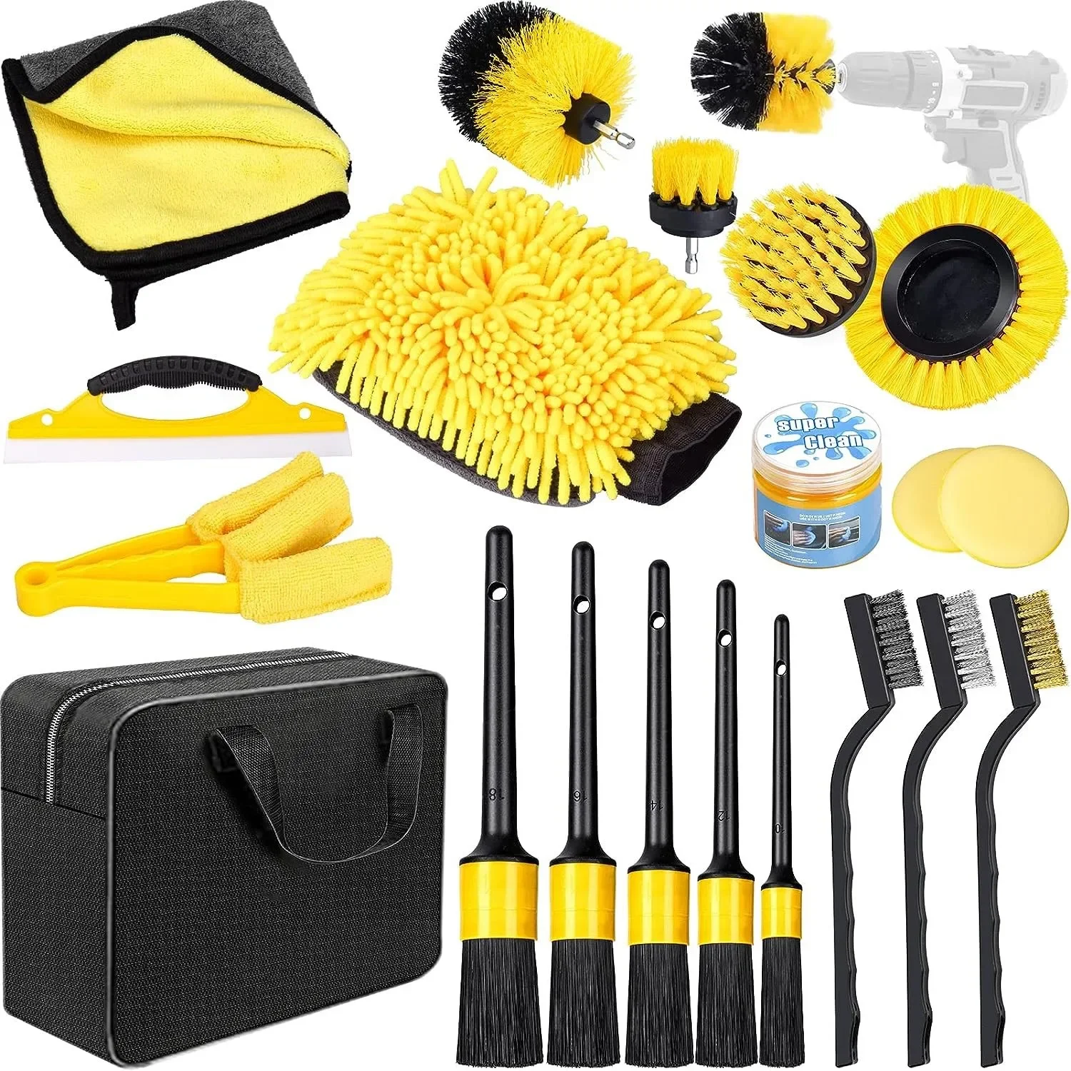 Car Cleaning Tools Kit,Car Detailing Brush Set with Carry Bag,Auto ...