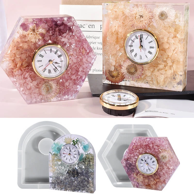 Mantel Clock Silicone Resin Molds for Resin Casting Flowers ...