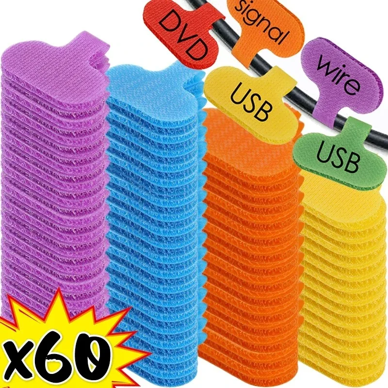 60/10Pcs Nylon Cable Labels Cable Ties Reusable Fastening Straps Cord ...