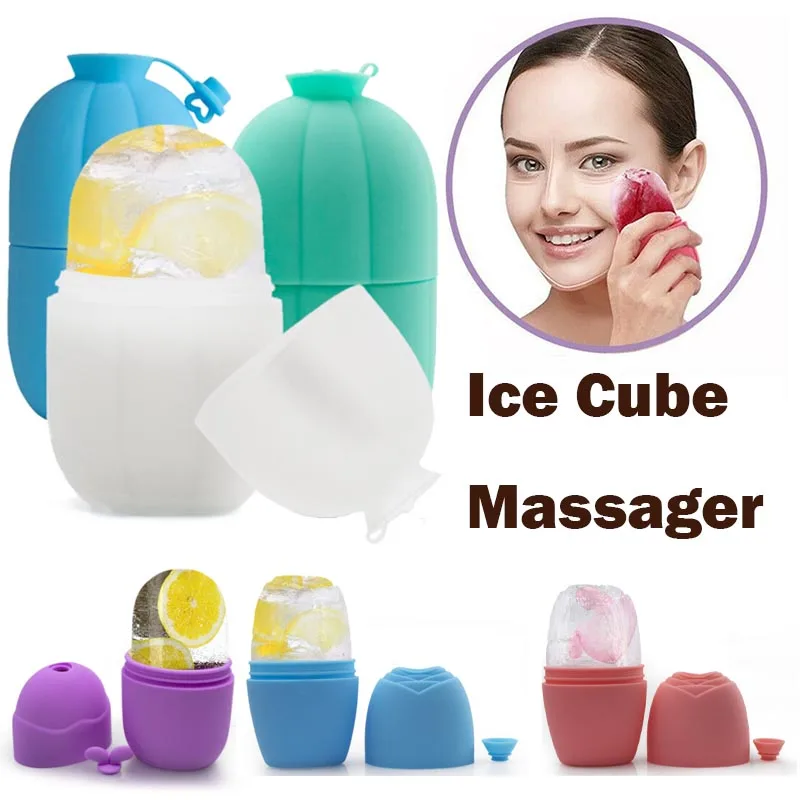Silicone Ice Cube Trays Ice Massage Cups Face Massager Roller Reduce ...