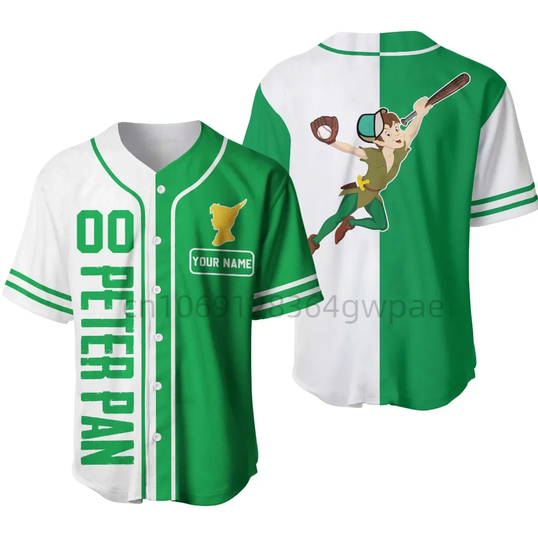 Disney-Peter-Pan-Baseball-Jersey-Mens-Women-Short-Sleeve-Button-Up ...