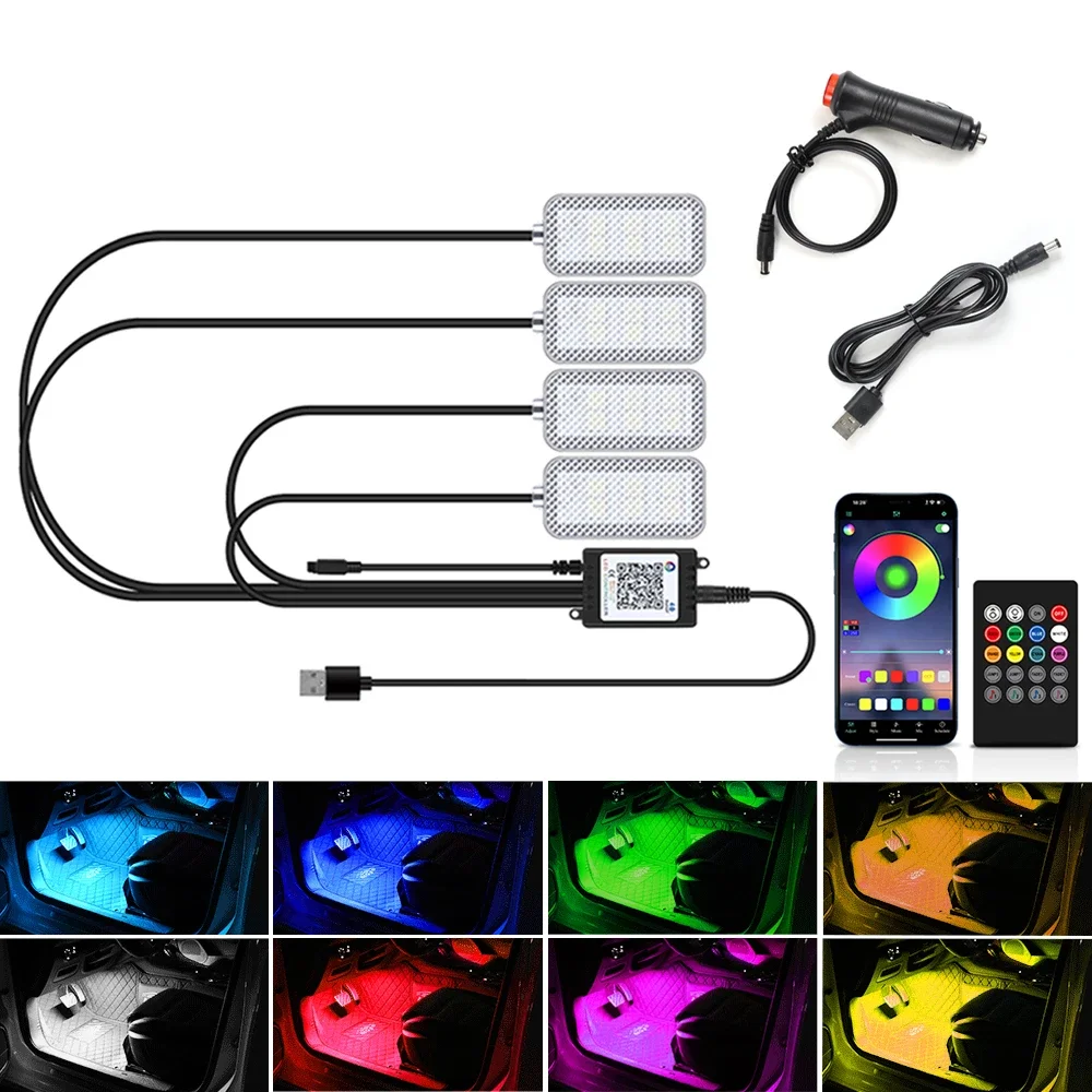 Ambient-LED-Light-Kit-For-Car-Neon-Foot-Light-With-Remote-APP-Voice ...