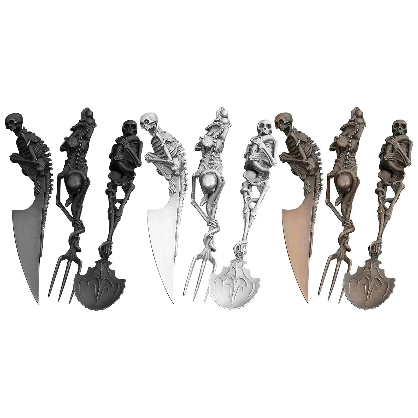 Halloween-Skeleton-Cutlery-Set-Metal-Flatware-Tableware-Skeletal-Fork ...