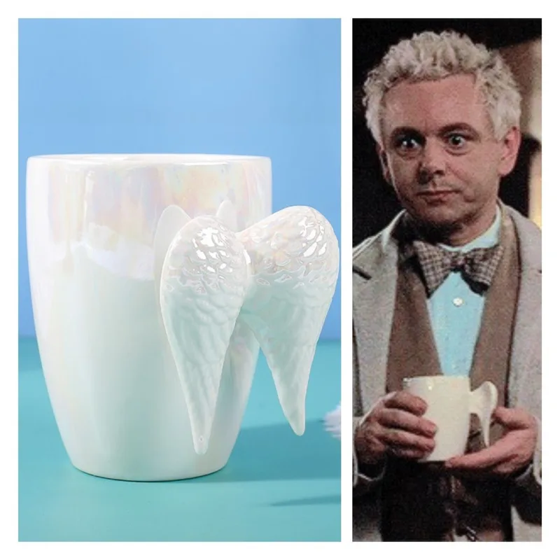 Good Omens Aziraphale's Angel Wing Cup Coffee Water Creative Mugs Gold ...