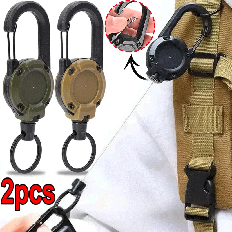 Retractable-Rope-Carabiner-Keychain-Outdoor-Automatic-Wire-Rope-Luya ...