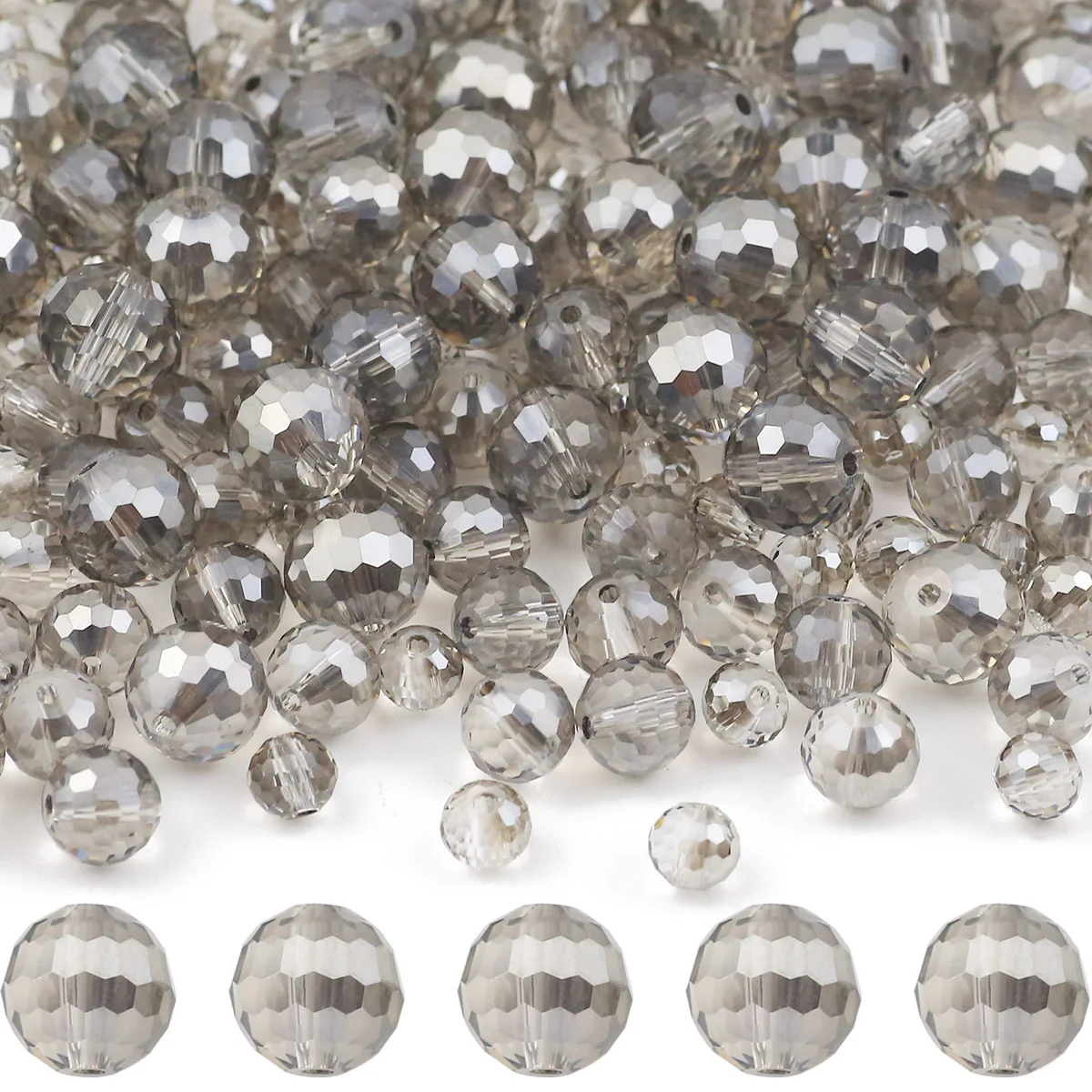 Transparent Grey AB Colored Austrian Crystal Loose Beads 96-Sided Ball ...
