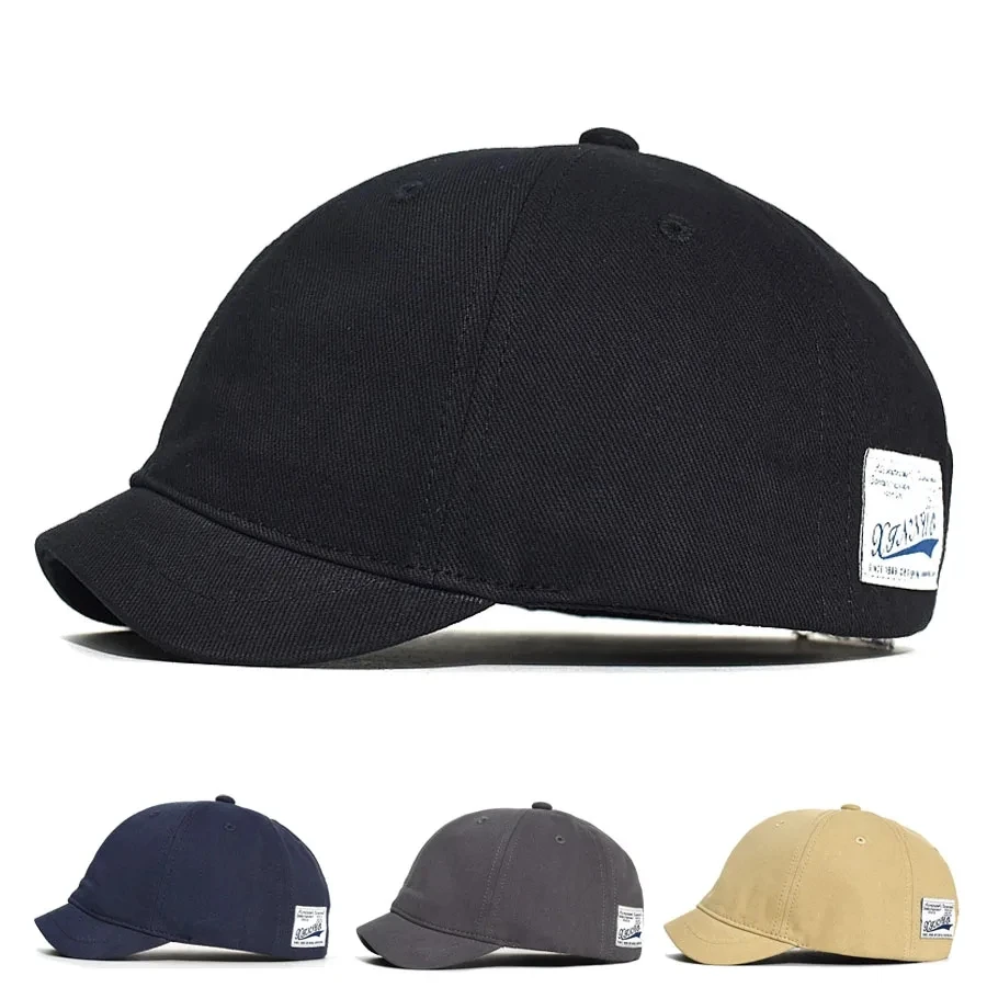 Soft-Top-Patch-Cloth-Short-Brimmed-Baseball-Hat-Male-Simple-Casual-Sun ...