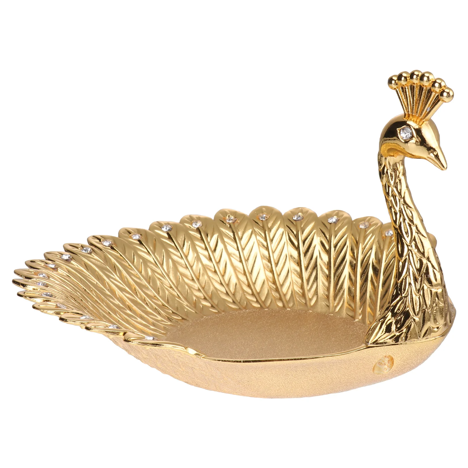 Golden-Appetizer-Plate-Metal-Candy-Dish-Home-Decor-Peacock-Fruit-Bowl ...