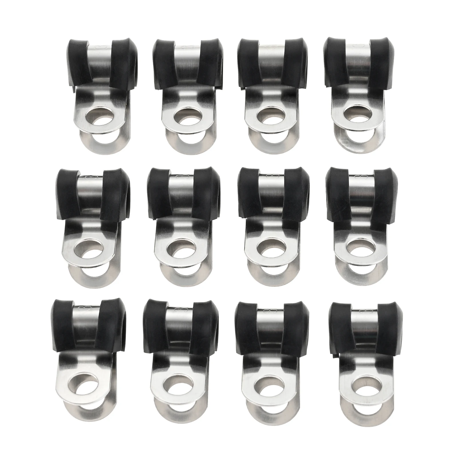 12Pcs Metal Brake Pipe Clips Rubber Lined Wiring Hose Pipe Clamp for 3/ ...