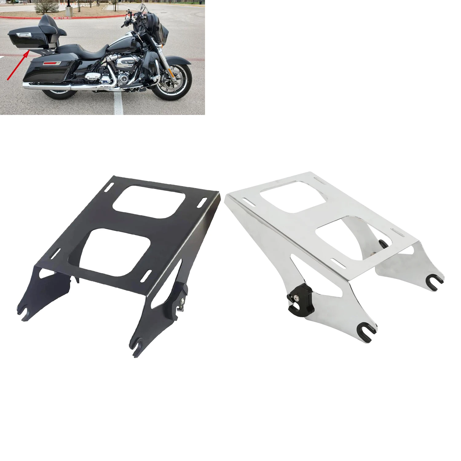 Two-Up-2-Up-Detachable-Tour-Pack-Luggage-Rack-Mount-For-Harley-Touring ...