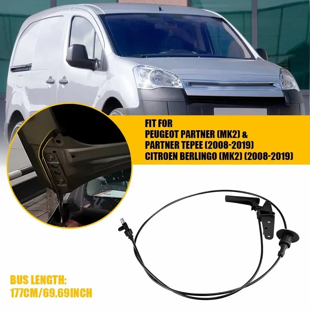 For Peugeot Partner Citroen Berlingo Bonnet Release Cable 2008-2019 ...