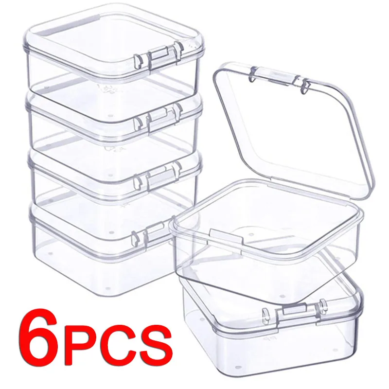 6Pc-Mini-Boxes-Square-Clear-Plastic-Jewelry-Storage-Case-Container ...