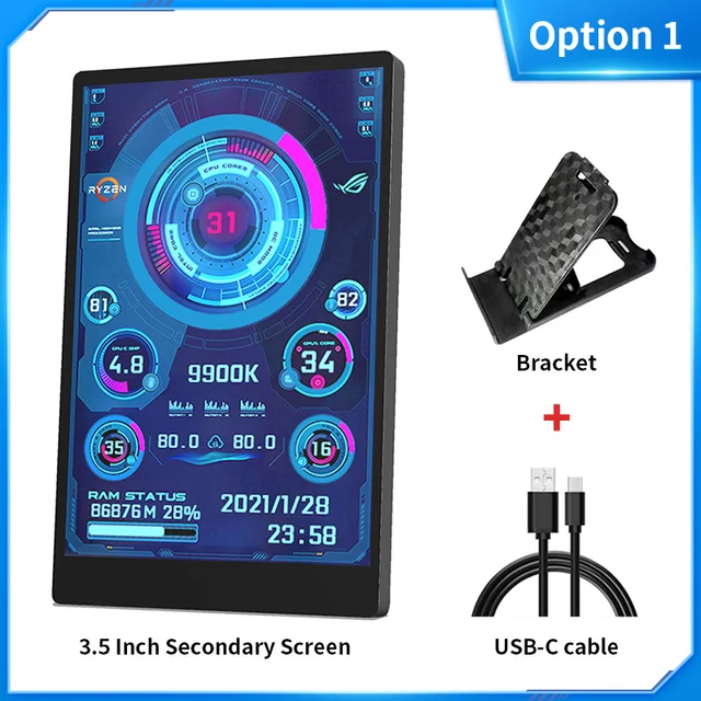 3.5 / 5 Polegada ips tipo-c tela secundária mini computador display usb ...