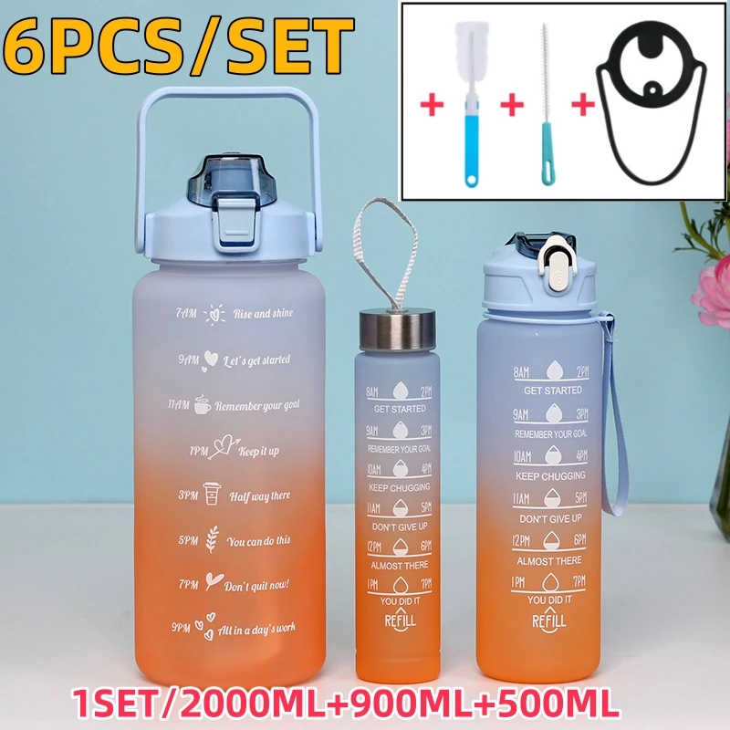 1Set-Outdoor-Travel-Gym-Cup-With-Time-2000-900-500ML-Water-Cup-Portable ...