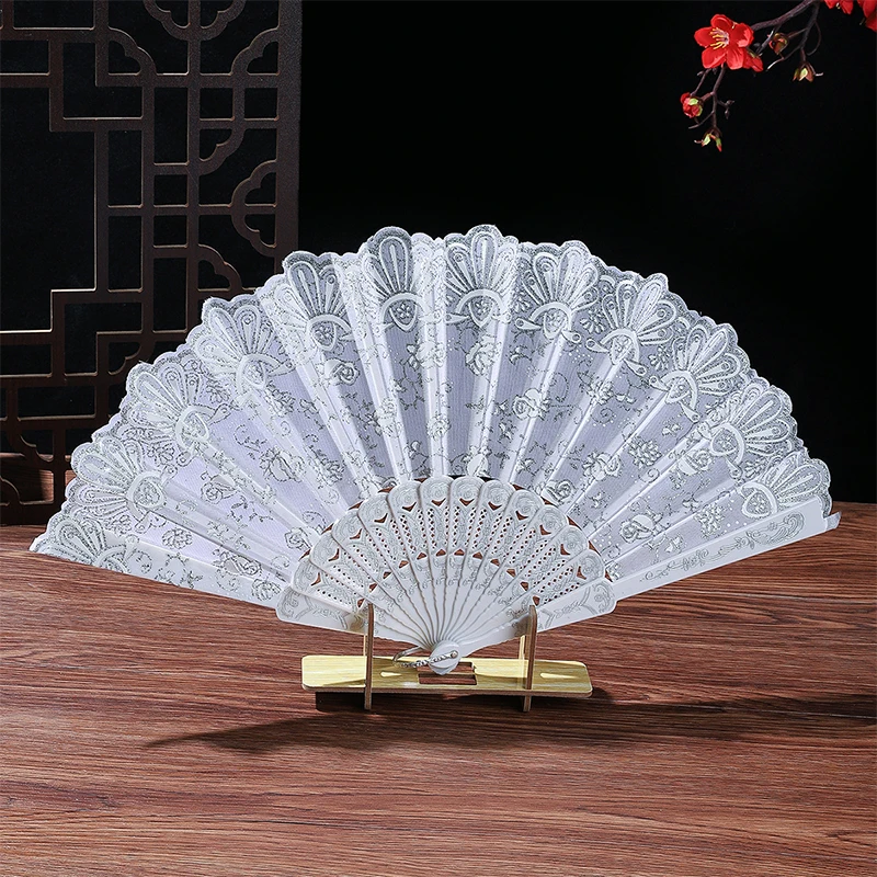 New-Lace-Folding-Hand-Solid-Color-Hollow-Fan-Women-Hand-Held-Flower-Fan ...