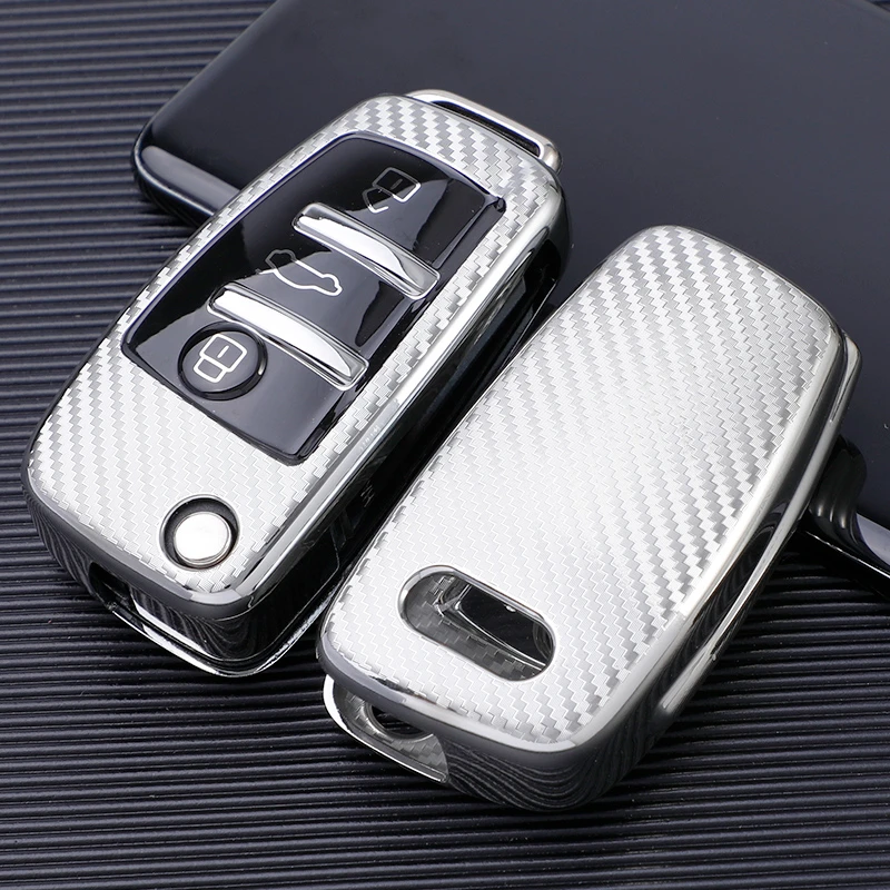 Tpu Carbon Fibre Car Key Case For Audi A1 A3 8p A4 A5 A6 C7 A7 S3 S7 S8 ...
