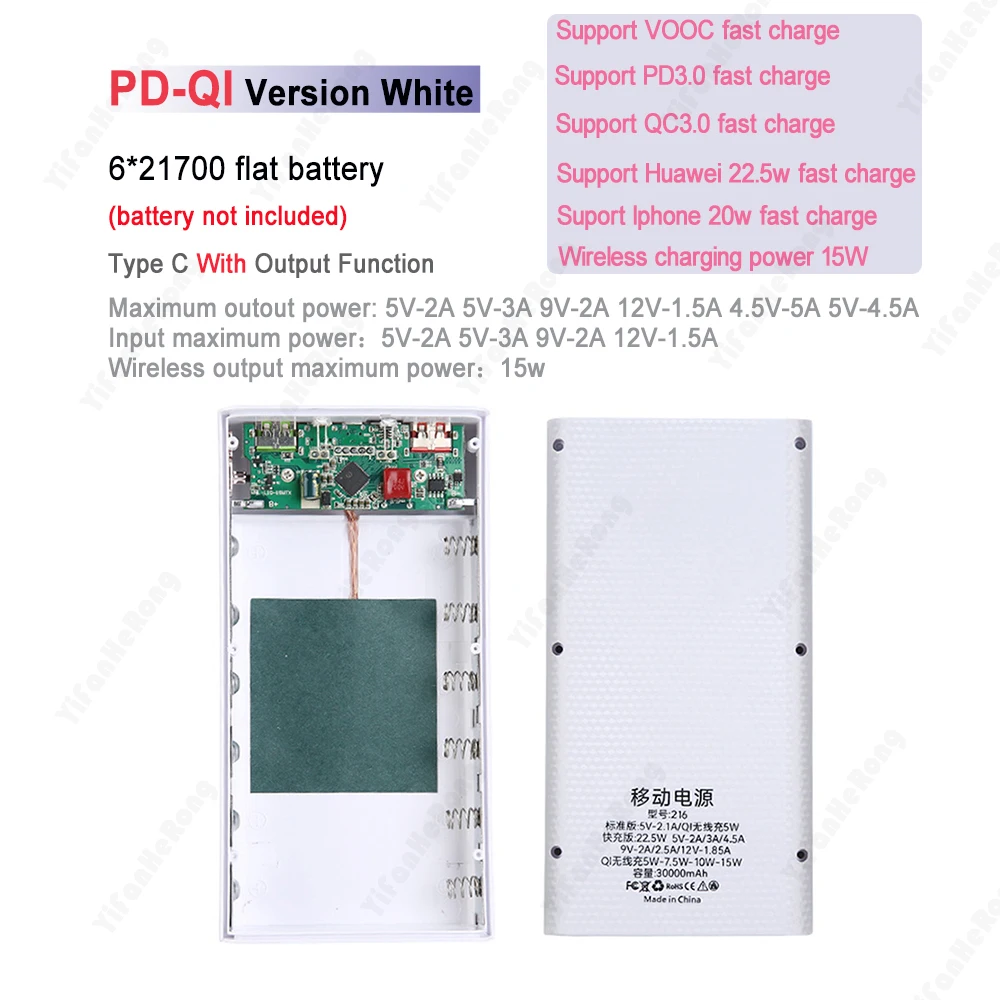 6-21700-Power-Bank-Case-Support-Quick-Fast-Charger-Detachable-21700 ...