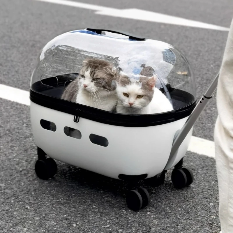 Pet Trolley Case Cat Bag Outdoor Portable Cat Backpack Double Cat Use ...
