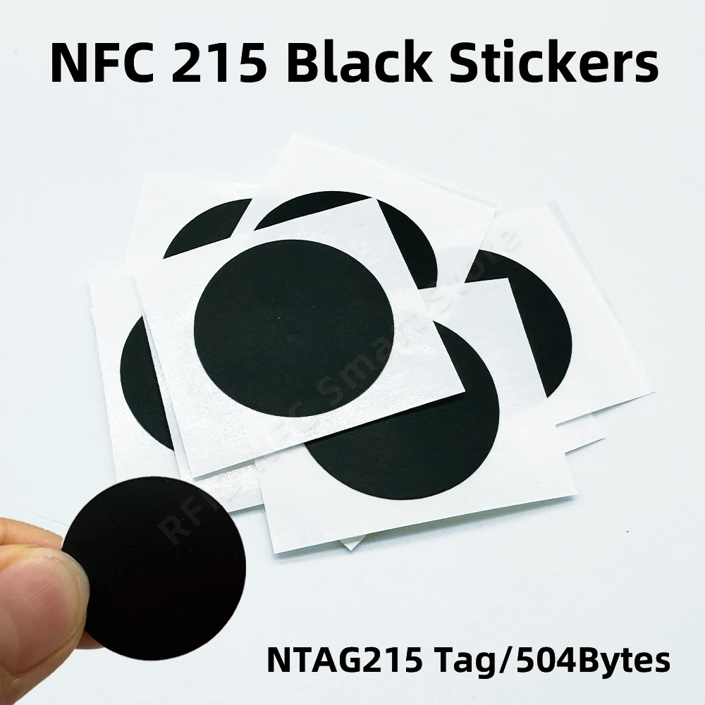 10-50-100pcs-RFID-NFC-Ntg215-Tags-Black-Sticker-13-56MHz-NFC-215 ...