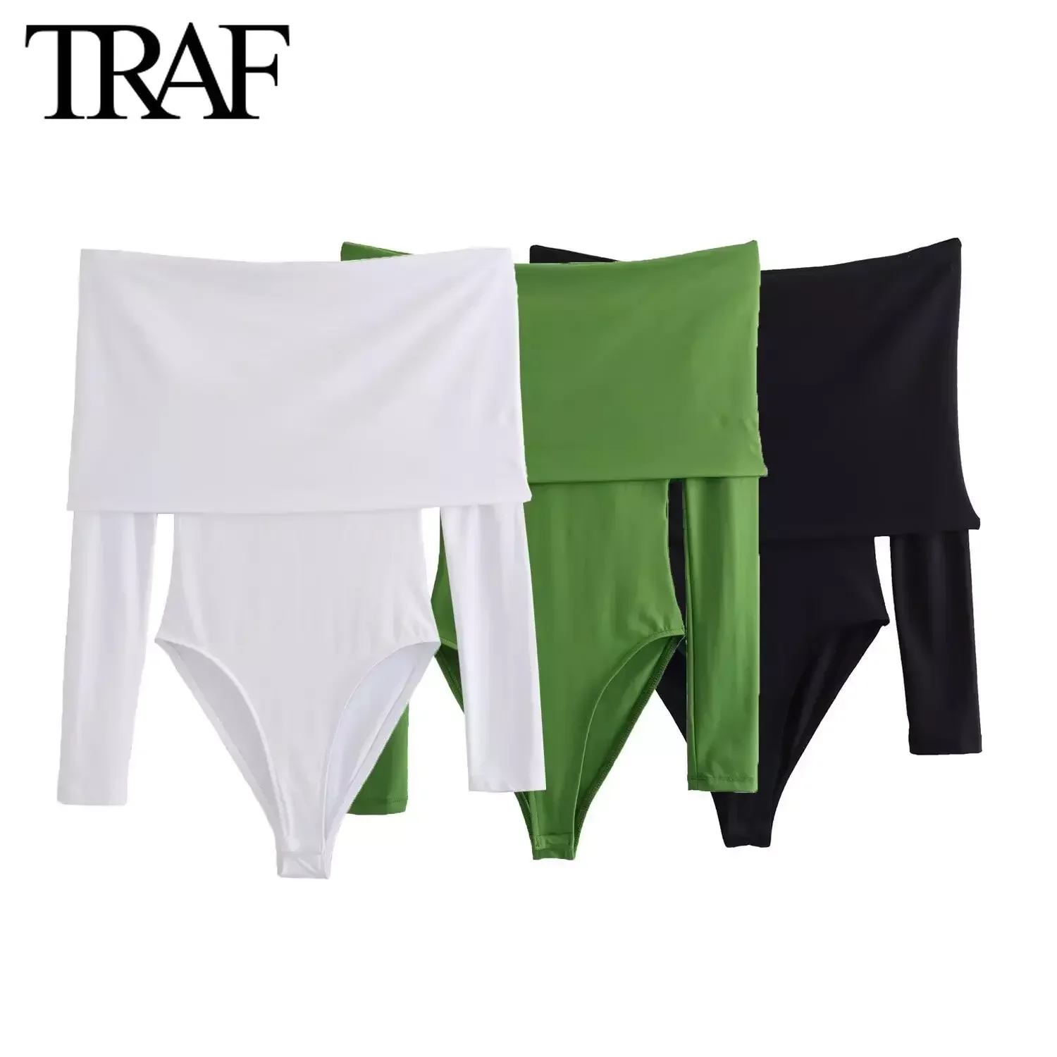 TRAF-body-liso-de-manga-larga-para-Mujer-mono-Sexy-de-mezcla-de-nailon ...