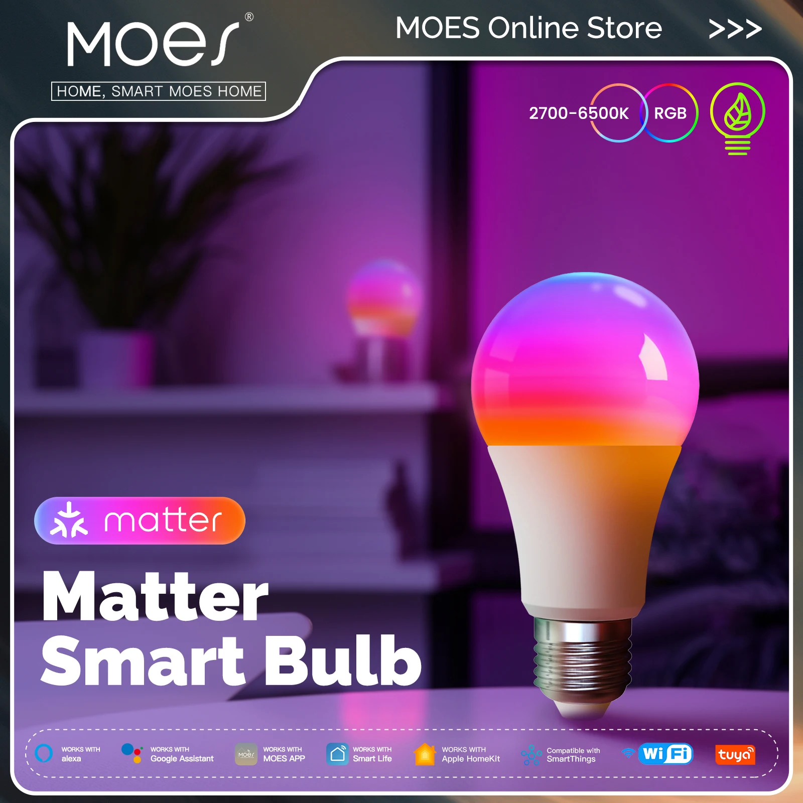 MOES-Tuya-Matter-WiFi-Smart-Bulb-Dimmable-Led-Light-16-Million-RGB ...