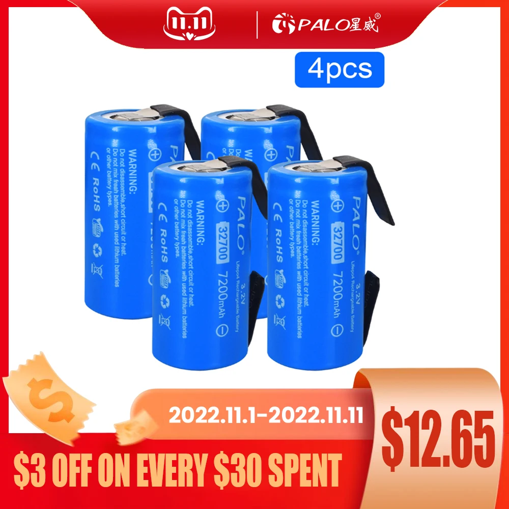 Palo 32700 Lifepo4 3.2v 7200mah 32700 Rechargeable Battery Lifepo4 Cell ...