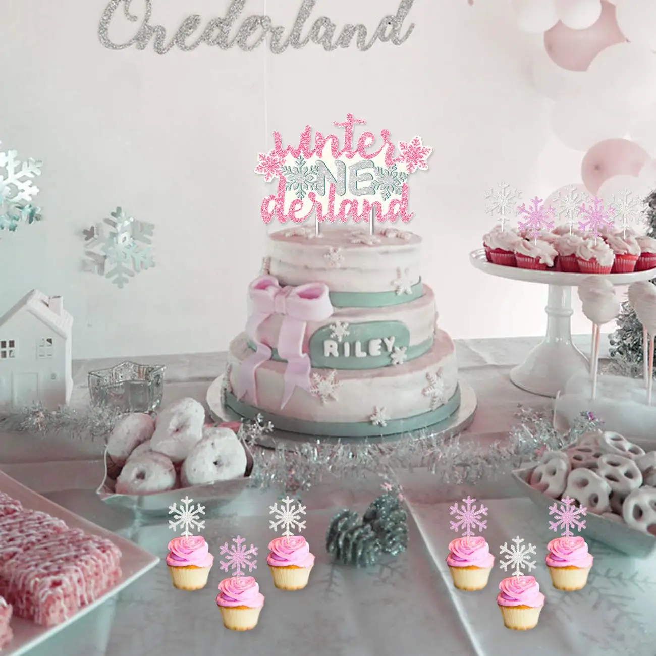 Pink Snowflake Birthday Cake