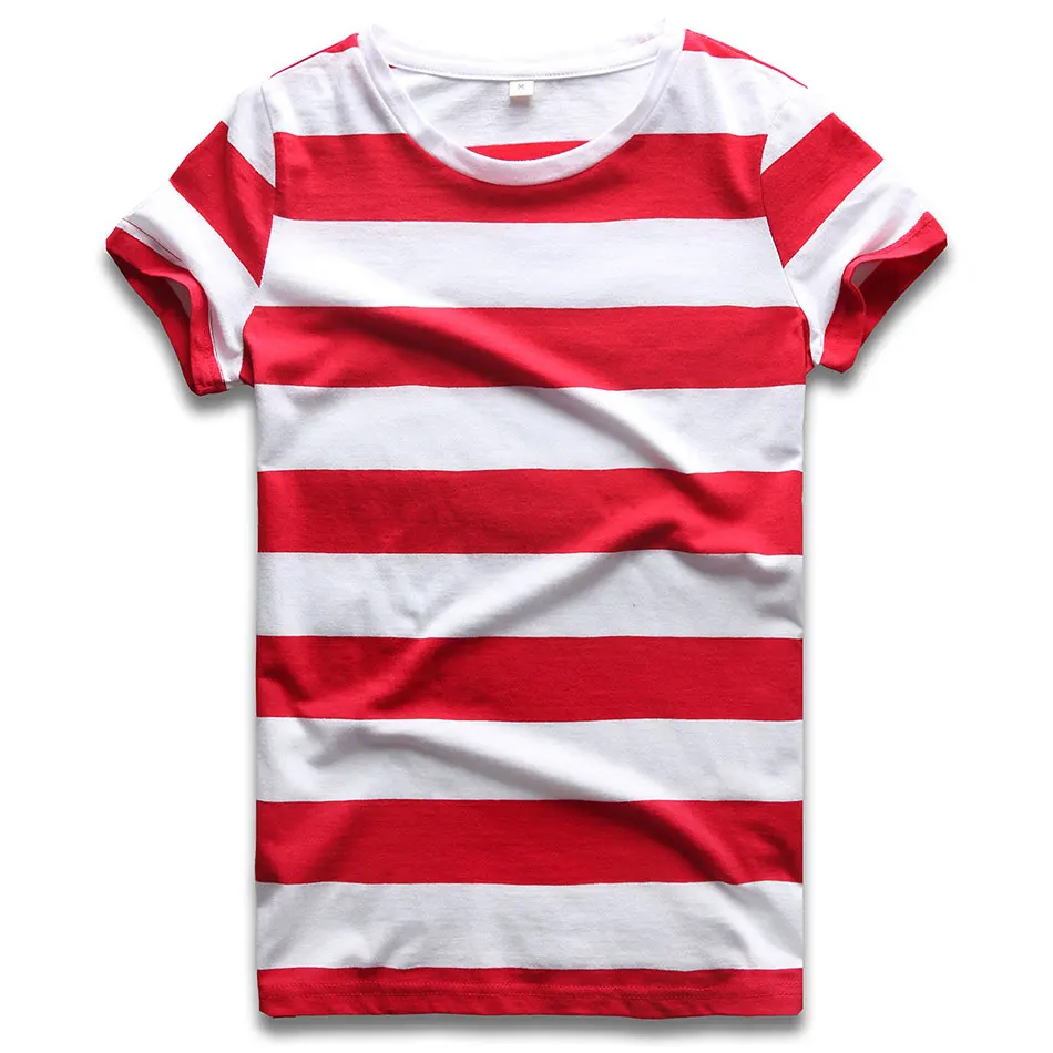 Zecmos-Red-White-Striped-T-Shirt-for-Women-Summer-Round-Rainbow-Short ...