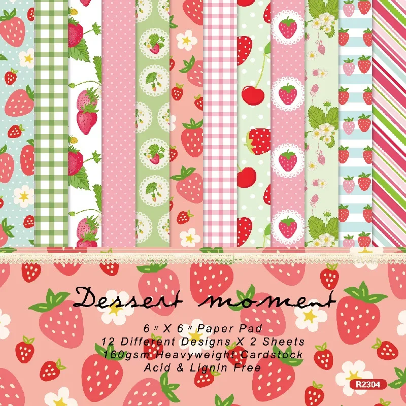 12-Sheet-6-Kawaii-Strawberry-Scrapbook-Paper-Pad-Single-Sided-Cardstock ...