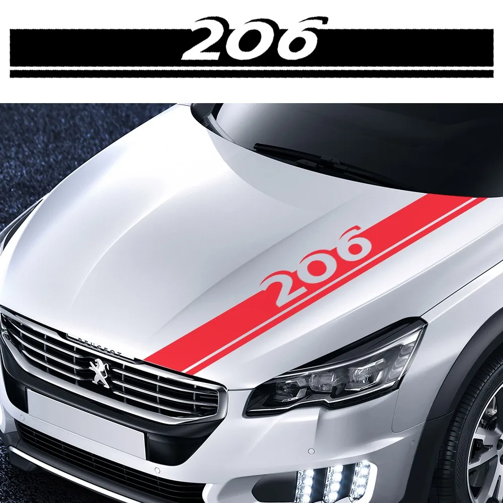 Car-Styling-Hood-Cover-Trim-Engine-Bonnet-Decals-for-Peugeot-206 ...